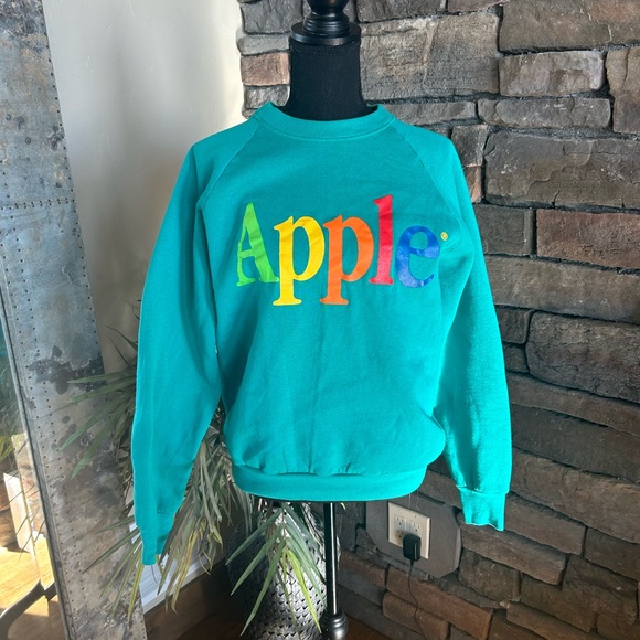 Apple | Shirts | Vintage Rare Apple Computers Made In Usa Turquoise Sweatshirt | Poshmark